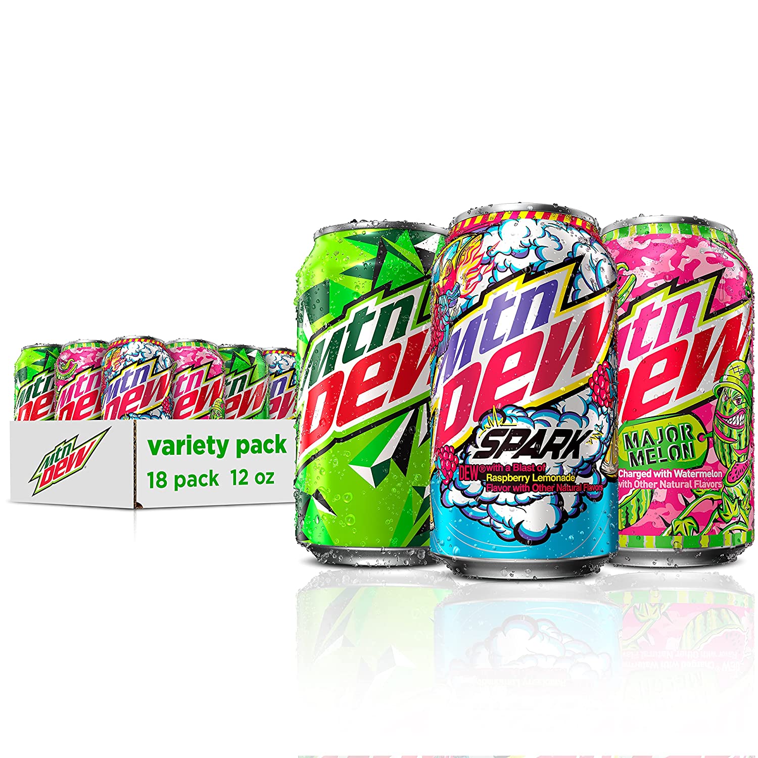 Mountain Dew Variety Pack: Dew, Major Melon, Spark (355ml x18)